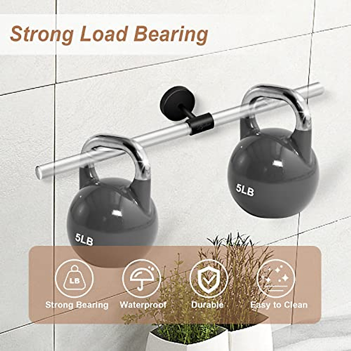 Bjiotun 16 Inch Towel Bar, Acrylic Hand Towel Holder for Bathroom Wall Mounted Towel Rack Rustproof Towel Hanger for Bathroom Cabinet Kitchen (SUS304 Stainless Steel Base, Matte Black)