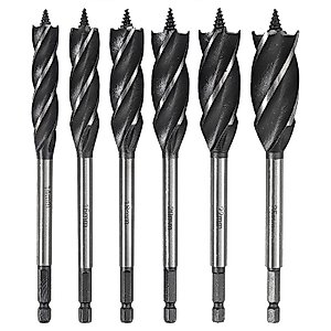 Wood Drill Bit Reaming Drill Wood Auger High-Carbon Steel Fast Cut Woodworking Drill Bit Set 6pcs 14mm, 16mm, 18mm, 20mm, 22mm, 25mm