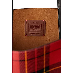 COACH Box Program Plaid Print Highline Tote Red Multi One Size