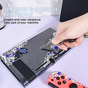 DLseego Purple Butterfly Flower Floral Switch Case 2017 Version Anti-Scratch Dockable Console Clear TPU Shell Romantic Soft Shock-Absorption Joy Con Cover For Regular Switch