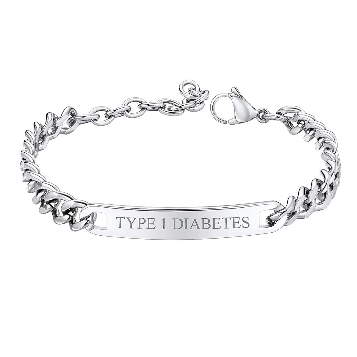 FindChic Custom ID Bar Bracelets for Men Women Stainless Steel Chunky Cuban Link Chain 7inch Wrist Links Inspiration Bracelets Couples Name Plate Matching Bangles Jewelry Gift