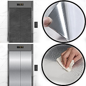 Yancorp 16" X 120" Silver Contact Paper Stainless Steel Contact Paper Peel and Stick on Removable Countertop Self-Adhesive Kitchen Fridge Liner Covers (15.7"x120")