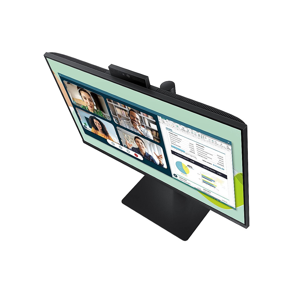SAMSUNG S40VA Series 24-Inch Computer Monitor, HDMI Monitor, 75Hz Monitor, IPS Monitor, Built-in Webcam, Built-in Speaker & Mic, FreeSync Premium (LS24A400VENXZA) (Renewed)