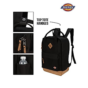 Dickies Brooklyn Backpack for School Classic Logo Water Resistant Casual Everyday Bookbag with Carry Handles for Travel, Fits 15 Inch Notebook (Black)