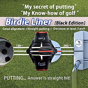 BIRDIE79 Premium Quality360-Degree Birdie Liner Drawing Alignment Tool Kit- 360-Degree Triple 3-Line Golf Ball Marker Stencil with Gift Box Including 3 Color Marker Pens-Patent Pending.