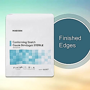 McKesson Conforming Stretch Gauze Bandages, Sterile, 2 in x 4 1/10 yd, 12 Count