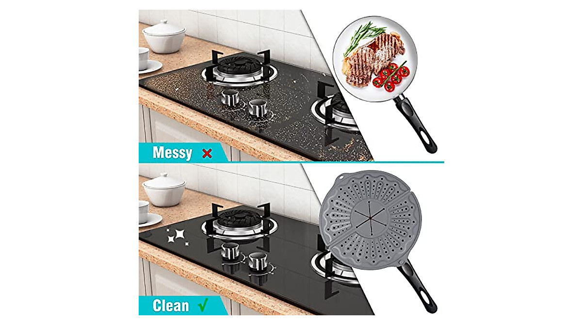 Silicone Splatter Screen for 10-12 Inch Pans | Foldable & Dishwasher Safe