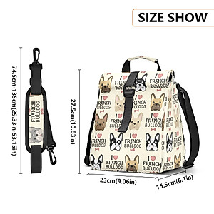 Lunch Bag Cooler Bag Thermal Insulated Men Women Travel School Work Cute French Bulldog Portable Beach Shoulder Strap