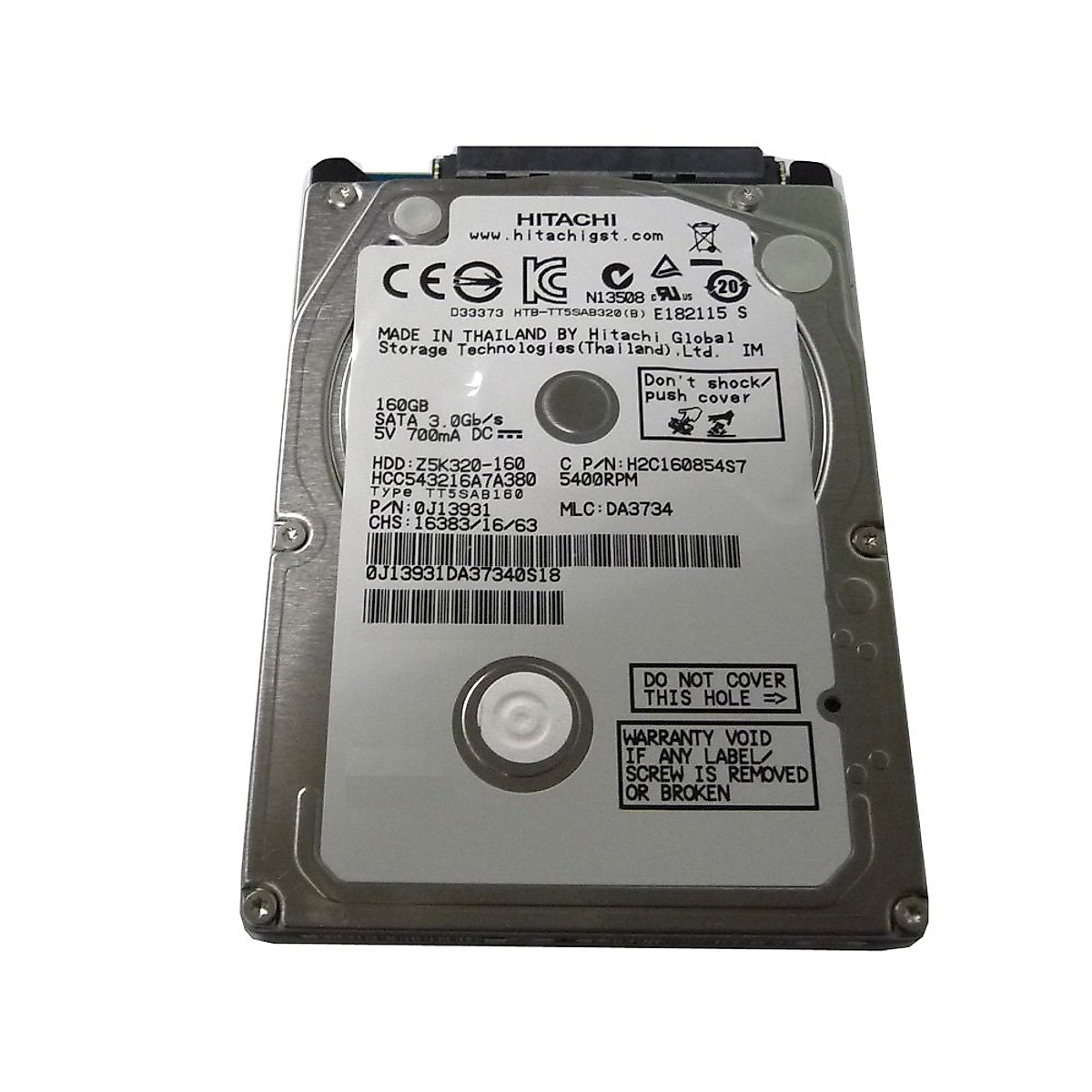 Hitachi 160GB 5400RPM 8MB Cache SATA 3.0Gb/s 2.5" Laptop Hard Drive (For DELL, ASUS, IBM, Lenovo, HP, Compaq, Toshiba, Sony Notebook)- w/1 Year Warranty
