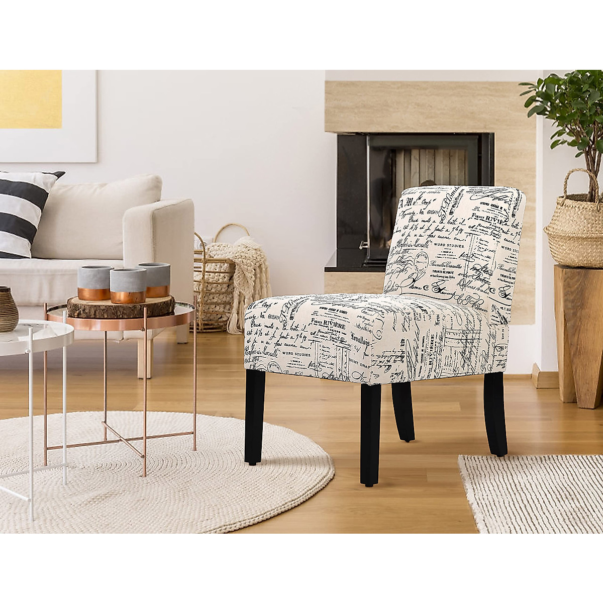 Armless Accent Chair, Living Room Chair, Small Chair for Bedroom, Accent Chairs for Living Room Office, Small Modern Armless Accent Chair, Side Chair, Bedroom Chairs with Thick Sponge Cushion white