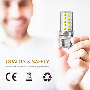 E26 10W LED Light bulbs, 6000K Daylight White, 1000 lumen, 100 Watt Equivalent Incandescent Bulbs, Non-dimmable Edison Candelabra Ceiling Fan led Bulbs, Flicker Free, Tubular LED Corn Bulb, 5 Pack