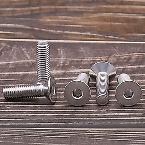 M5-0.8 x 12mm Flat Head Socket Cap Screws, Countersunk Head, DIN7991, Stainless Steel 304 (18-8), Allen Hex Drive, 50 PCS