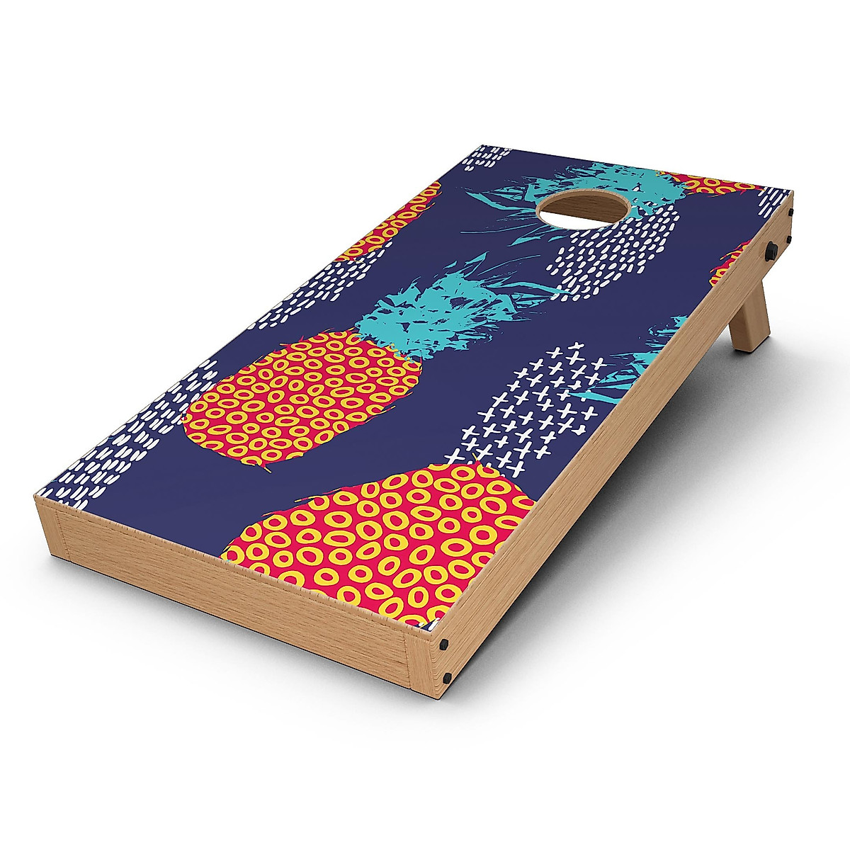 Design Skinz Summer Tropical Skin Set for Cornhole (Skin Only) - Retro Summer Pineapple v4