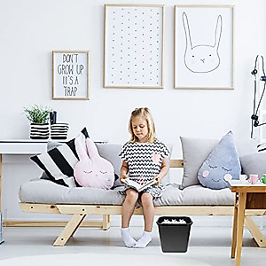 VILLCASE Office Decor Decor Container Bin, Household Small Trash Can, Waste Can Disposal Container for Home, Kitchen, Office (11.79X11.40X8.45inch, Black) Office Table Garbage Car Decor