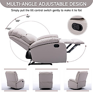 GNMLP2020 Manual Recliner Chairs for Adults, PU Leather Small Recliner Chair for Small Space, RV, Lazy Boy Single Sofa Chairs, Beige