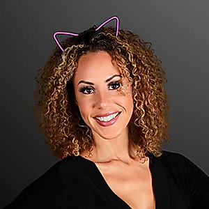 FlashingBlinkyLights Pink Light Up Cat Ears EL Wire Kitty Headband