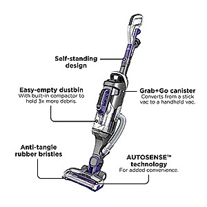 BLACK+DECKER HCUA525JP Cordless 2-in-1 Stick Vacuum, Powerseries Pro 20V Pet Vacuum, Purple