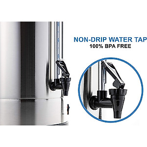 SYBO 2024 UPGRADE SR-CP-50B Commercial Grade Stainless Steel Percolate Coffee Maker Hot Water Urn for Catering, 50-Cup 8L, Silver