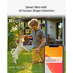 EZVIZ Security Camera Outdoor, 4MP WiFi Camera Pan/Tilt, 360° Visual Coverage, IP65 Waterproof, Color Night Vision, AI-Powered Person Detection, Two-Way Talk, Support MicroSD Card up to 256GB | C8W