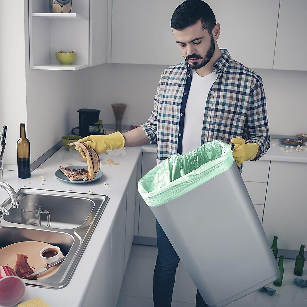 Primode Compostable Bags 13 Gallon, Tall Kitchen Trash Bags, 100 Count, Extra Thick 0.87 Mil. ASTMD6400 Food Scrap Yard Waste Compost Bags, Certified by BPI and TÜV AUSTRIA