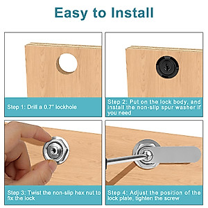 Pertinel Cam Locks Black Cabinet Locks Keyed Alike, 1-3/8'' (Length) Cylinder Secure Files Drawers RV Storage Locks Replacement Set, Zinc Alloy (Black 1-3/8 Inch 2Pcs)