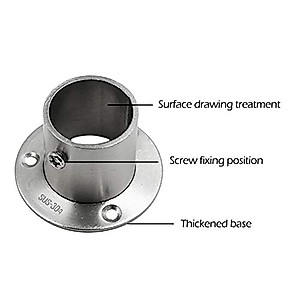 BTMB Stainless Steel Closet Rod Flange Holder Shower Curtain Socket Bracket Support for Pipe,Pack of 4 (Dia 32mm/1.25'')