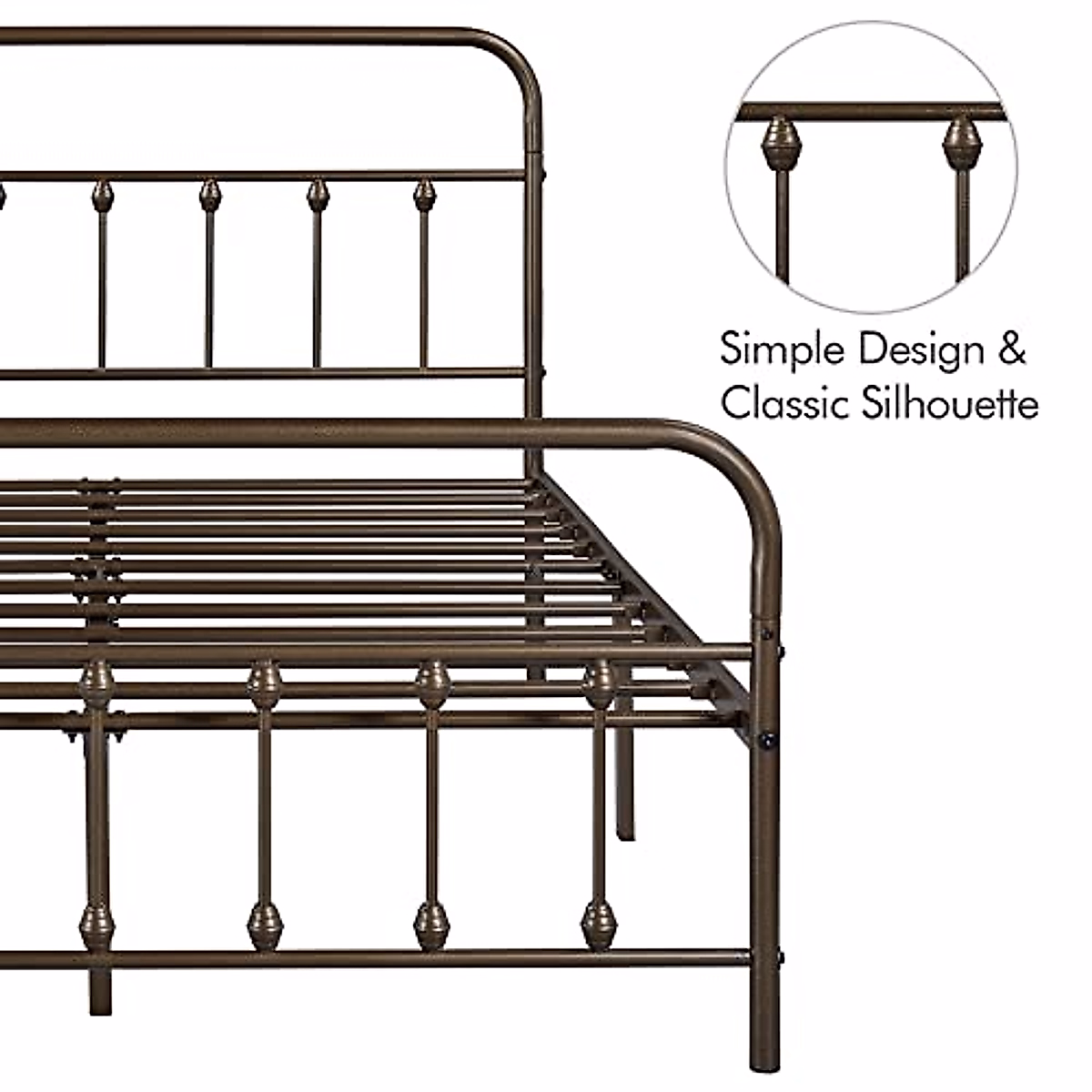 Yaheetech Classic Metal Platform Bed Frame Mattress Foundation with Victorian Style Iron-Art Headboard/Footboard/Under Bed Storage No Box Spring Needed Bronze Full Size