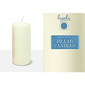 Hyoola Ivory Pillar Candles 3x7 Inch - Unscented Pillar Candles - 6-Pack - European Made