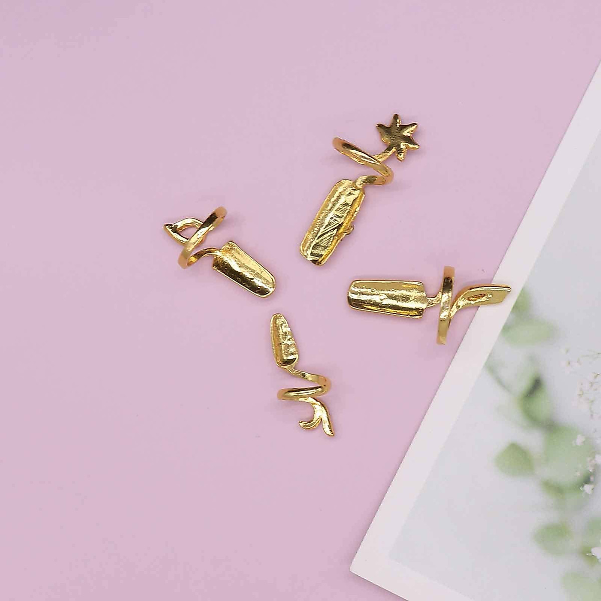 4 Pcs Opening Crystal Fingernail Ring Adjustable Rhinestone Nail Decoration Flower Finger Tip Rings Decoration Art Charm Fashion Accessories for Women Girls Gold Plated