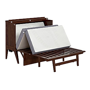 AFI, Northampton Murphy Bed Desk with Premium 6 Inch Folding Memory Foam Mattress and Built-in Charger, Full Size, Walnut