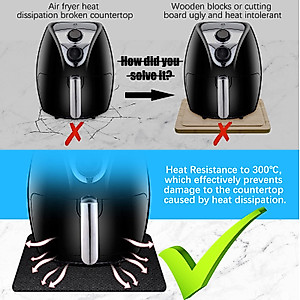 4 Pcs Heat Resistant Mat for Air Fryer Kitchen Countertop Heat Protector Mat Kitchen Appliance Mats Non Slip Heat Proof Mat Non Stick Black Coffee Maker Microwave, 16 x 12 Inch