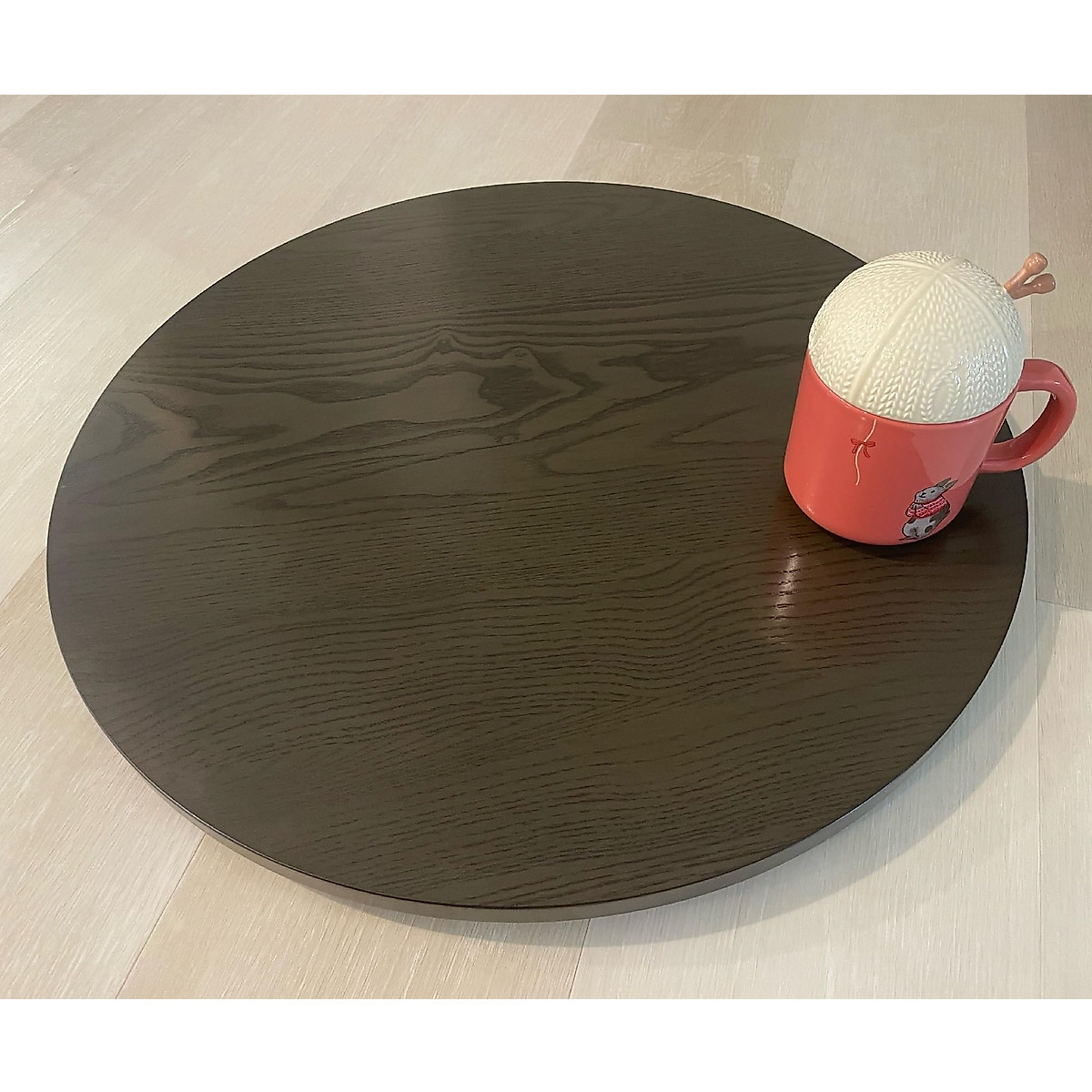 Advanced Furniture 21 Inches Diameter Grey Wood Rotating Turntable Lazy Susan 360 Swivel, Gray