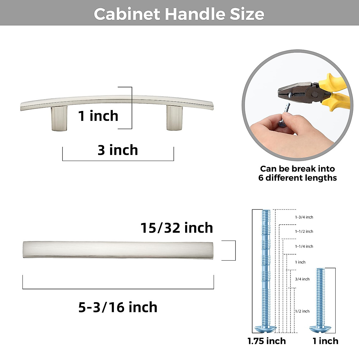 Ravinte Decor 30 Pack Cabinet Handles 3" Hole Center - Curved Cabinet Pulls Brushed Nickel Drawer Pulls for Kitchen Cabinet Cupboard Solid Pulls for Dresser Drawer Arch Cabinet Hardware