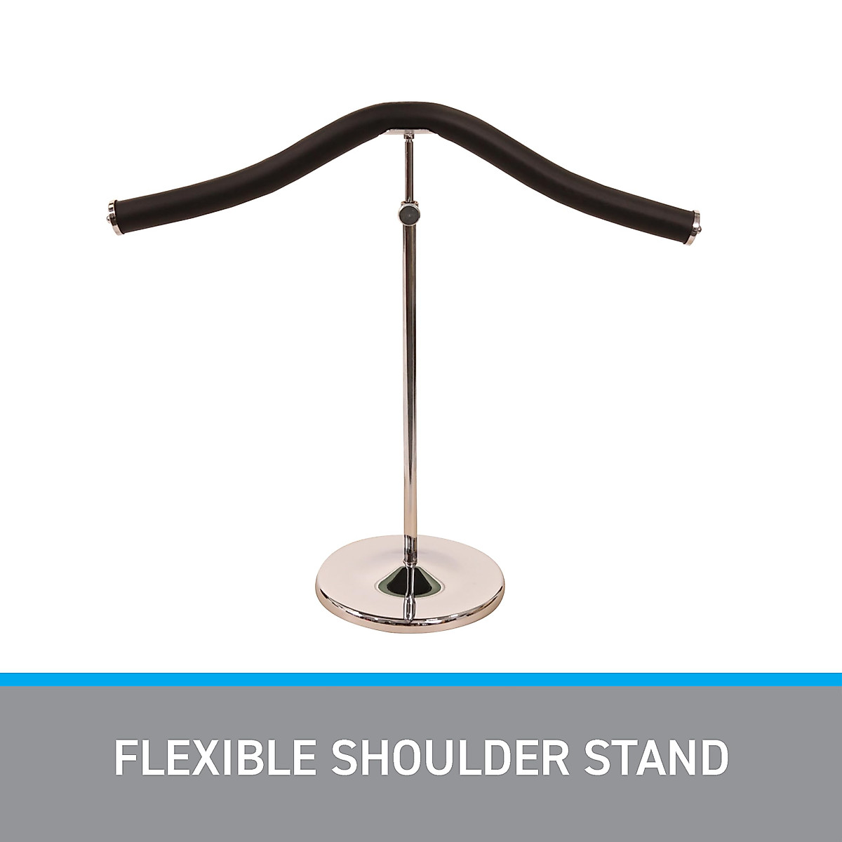 SSWBasics Flexible Shoulder Stand Featuring a Bendable 21” Arm (Adjustable Display 18”H- 30”H) – Countertop Shirt Display, Clothing Display Mannequin, Tabletop Stand for Clothes