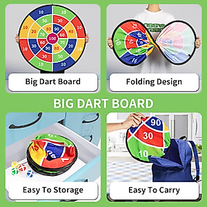 TEMI 29" Large Dart Board for Kids, Boys Toys Dartboards with 20 Velcro Sticky Balls, Indoor & Outdoor Sport Fun Party Play Game Toys, Birthday Gifts for Boys Girls 3 4 5 6 7 8 9 10 11 12 Years Old