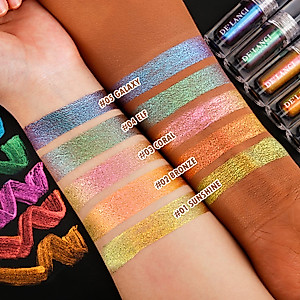 Chameleon Eyeshadow Liquid Glitter Eye Makeup, High Pigment Intense Color Shifting Green Violet Metallic Eye Shadow, Holographic with No Creasing Metal Glitter and Glow Liquid Eyeshadow,1.6g (#04 ELF)