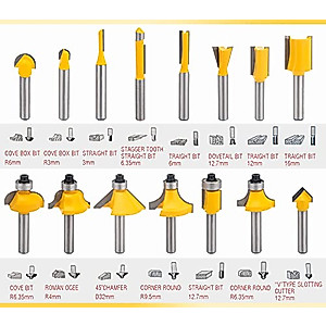 Router Bits 1/4 Shank, Router Bit Set 15 Pcs, Roundover Router Bit 1/4 Shank - Carbide Router Bits for Wood, Woodworking, DIY