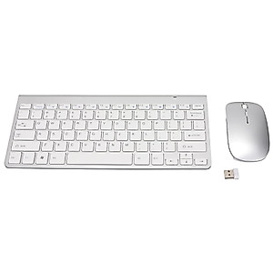 Goshyda Keyboard Mouse Combo, 1600-2400 DPI Adjustable Hot Keys Silent Ambience Stable Connection Slim Design Keyboard for Work Study Gaming