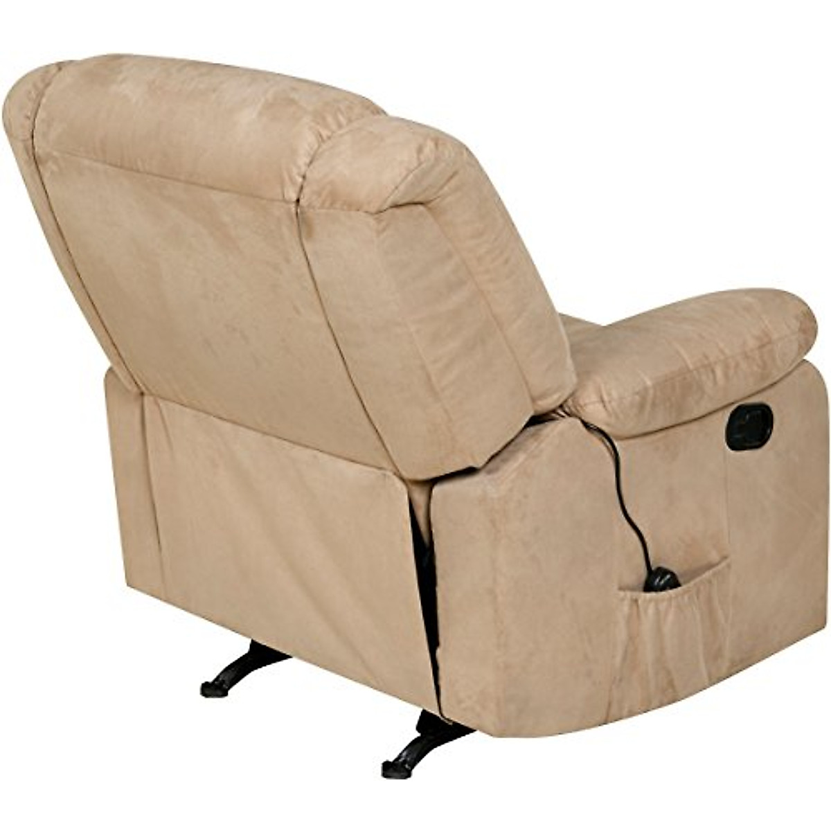 Relaxzen Longstreet Rocker Recliner with Massage, Heat and Dual USB Ports,Microfiber, Beige