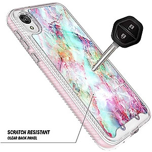 E-Began Case for Motorola Moto E6, Full-Body Protective Rugged Matte Bumper Cover with Built-in Screen Protector, Marble Design, Shockproof Impact Durable Phone Case (2019 Release) -Fantasy
