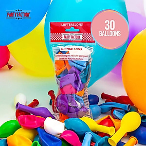 Party Factory Helium Tank for up to 30 Balloons incl. Latex Balloons, Helium Cylinder 7 cu. ft. Gas with filling quantity for Balloons, Ideal for Birthday Party, Wedding
