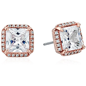 kate spade new york "Pave Princess Cut Studs" Save The Date Pave Princess Cut Clear/Rose Gold Stud Earrings