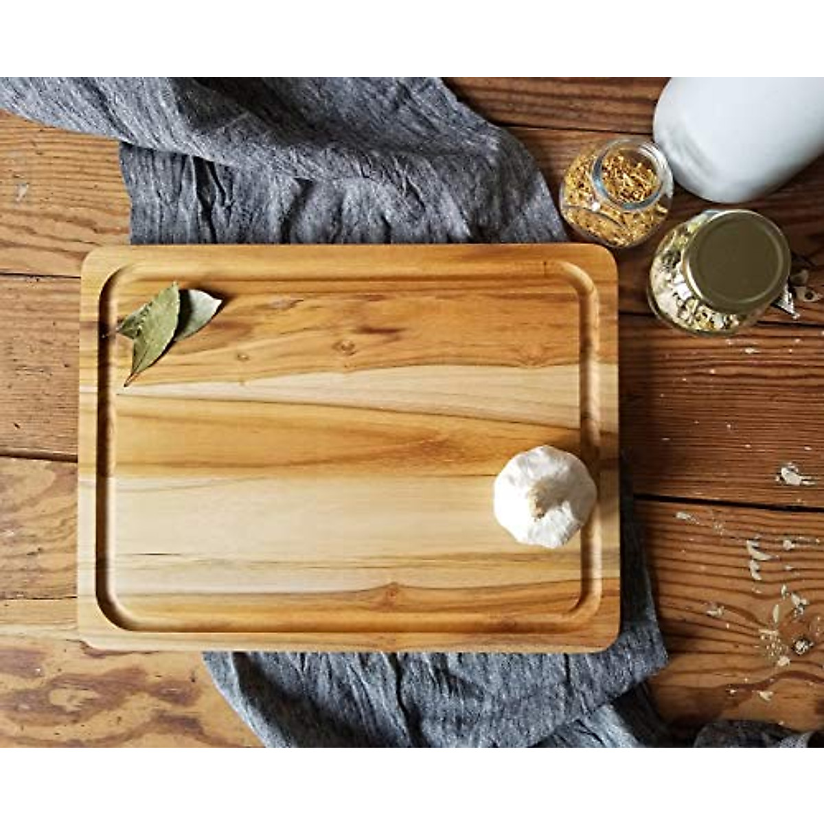 Lipper International Teak Wood Edge Grain Kitchen Cutting and Serving Board, Large, 16" x 12" x 3/4"