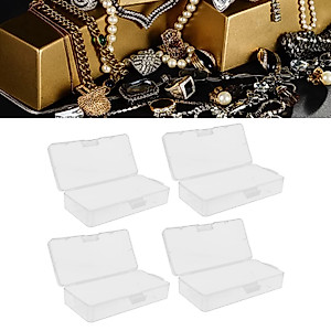 4 Packs Small Plastic Boxes,Clear Plastic Storage Container Bins with Latching Lids,Stackable Craft Box Containers for Craft Supplies and Little Bits,Organizing Container for Home, Office