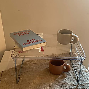 NOTIONSLAND Acrylic Folding Shelf Office Desktop Multi-Layer Transparent Storage Shelf Dormitory Table Double (Double Layer)