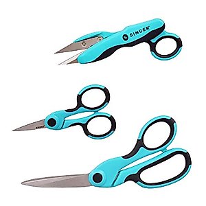 SINGER ProSeries Sewing Scissors Bundle, 8.5" Heavy Duty Fabric Scissors, 4.5" Detail Embroidery Scissors, 5" Thread Snips with Comfort Grip