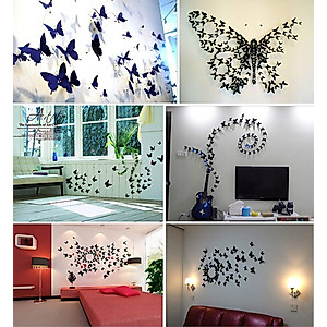 90 PCS 3D Butterfly Wall Stickers,Butterfly Decor PVC Crystal Butterfly,Art Decal Satin Paper Butterflies Home DIY Decor Removable Sticker,Bedroom Showcase Nursery Butterfly Wall Decor(Black-White)