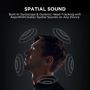 1MORE Aero Wireless Earbuds with Spatial Audio on Any Device, 42dB Adaptive Active Noise Cancellation, 10mm Driver, Customizable EQs, 6 Mics for Clear Calls, 28h Battery, Wireless Charging, Black