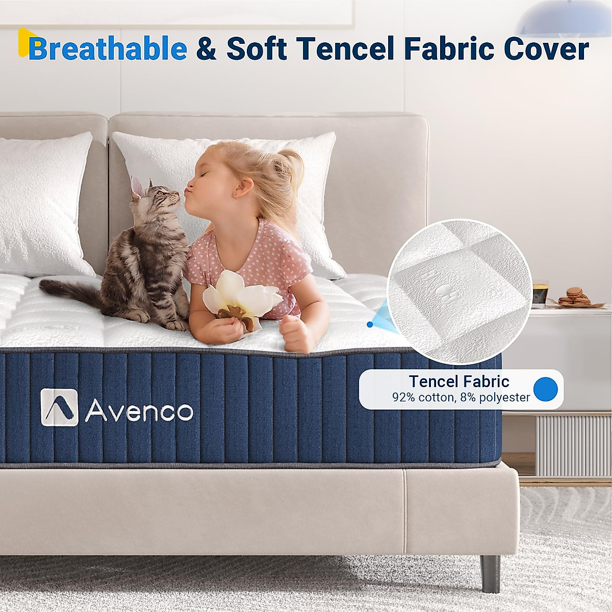 Avenco Twin Mattresses, 12 Inch Hybrid Twin Size Mattress with Latex Memory Foam Medium Firm Twin Bed Mattress in a Box, CertiPUR-US Certified & 10 Years Warranty