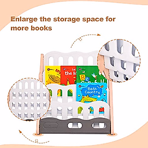 Uenjoy Kids Bookshelf Baby Book Rack Storage, Four-Frame Kids Room Decoration Bookshelf for Toddlers,Boys and Girls,High Capacity and Stability,Pink